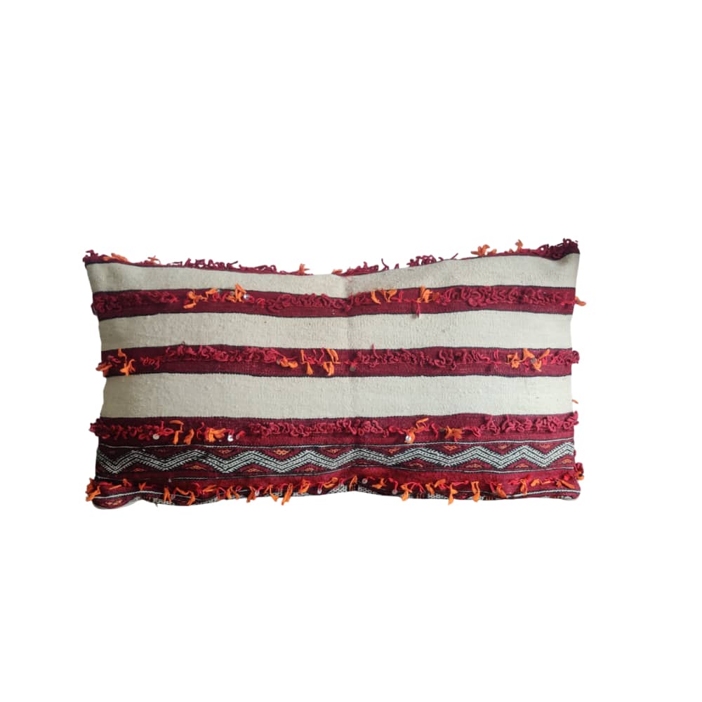 Coussin berbère Handira rouge et blanc | MAZIR