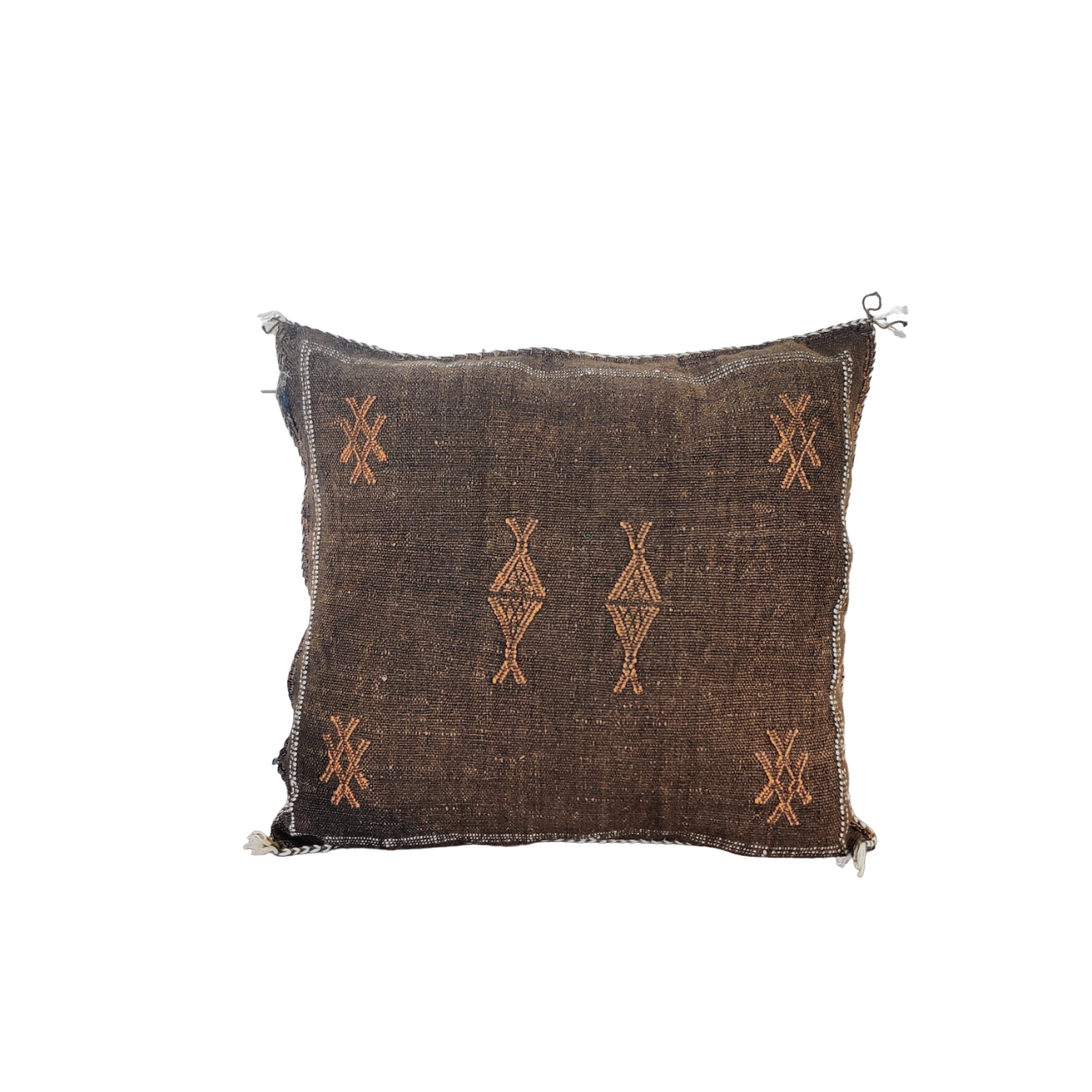Coussin Sabra marron foncé en soie de Cactus | MAZIR Décoration