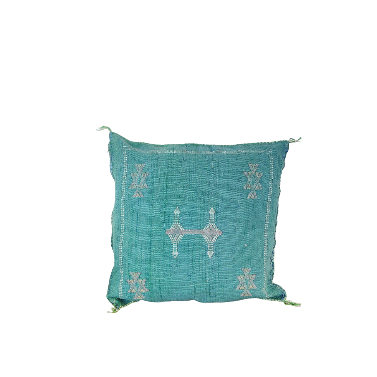 Coussin Sabra marocain Vert en Soie de cactus | MAZIR Décoration