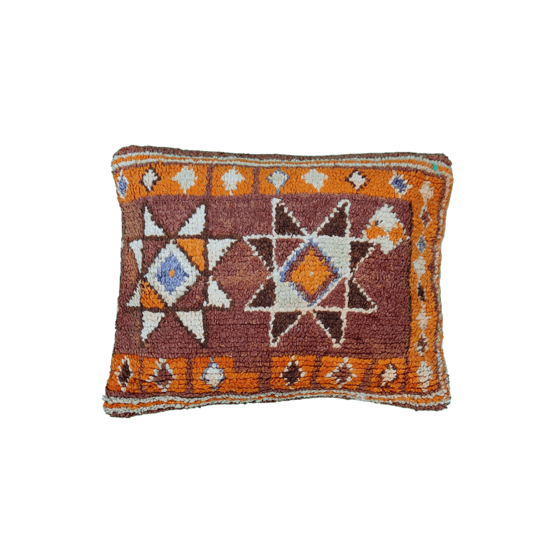 Coussin Marocain étoile berbère orange | MAZIR