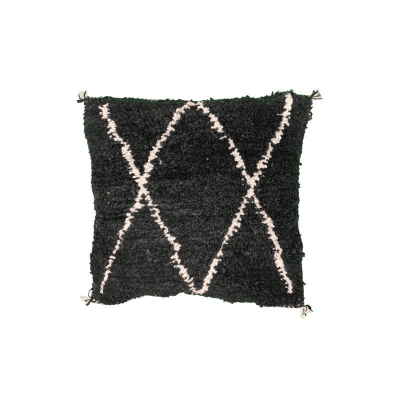 Coussin Béni Ouarain Noir à losanges blancs | MAZIR