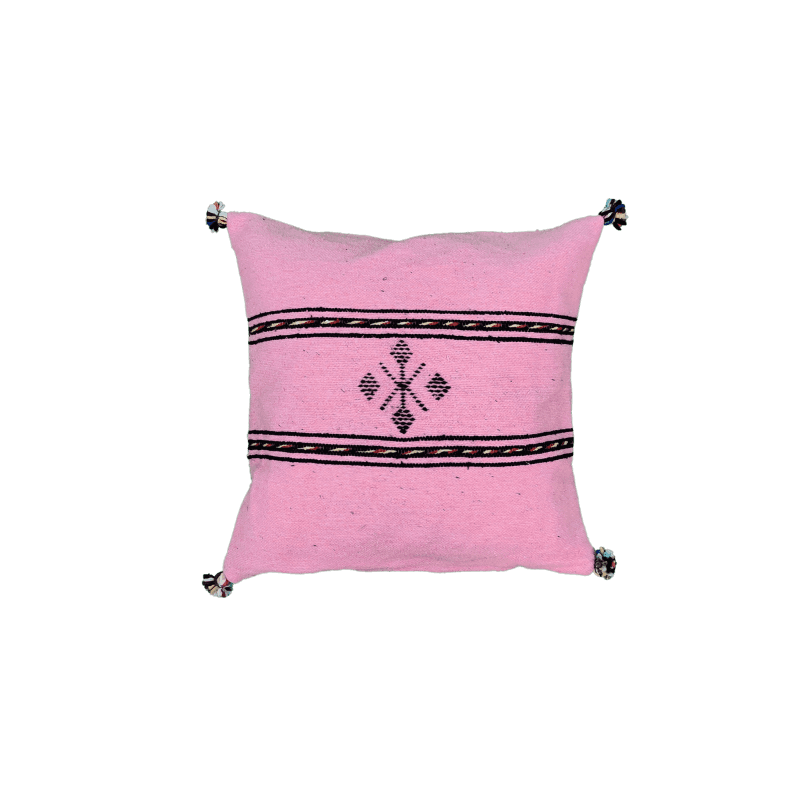 Housse de coussin marocain rose dragée en coton | MAZIR
