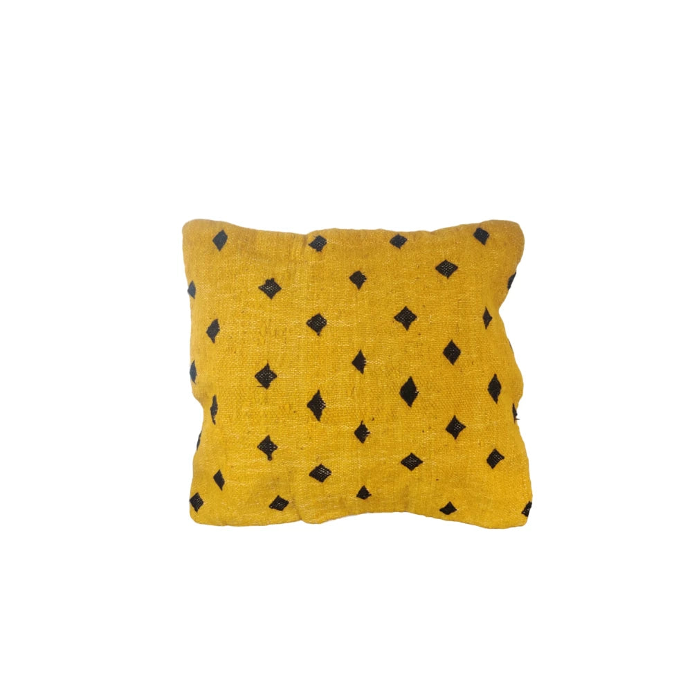 Coussin berbère tribal jaune fait main | MAZIR