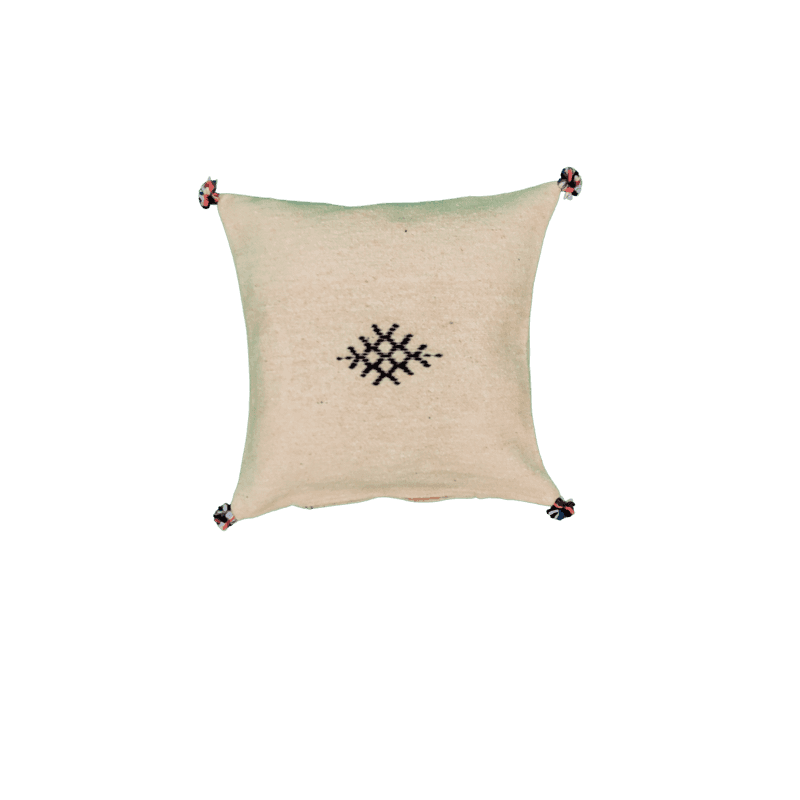 Coussin berbère jaune pâle style bohème | MAZIR