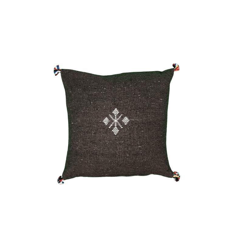 Housse de coussin marocain marron foncé en coton | MAZIR