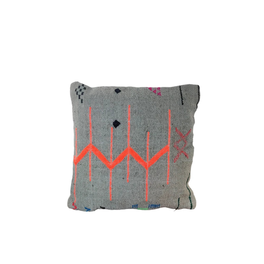 Coussin berbère tribal gris fait main | MAZIR