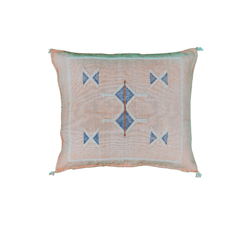 Coussin Soie de Cactus orange pâle artisanal | MAZIR
