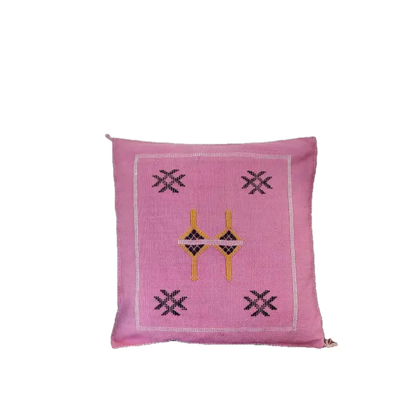 Coussin berbère Rose Vintage en Soie de Cactus | MAZIR Décoration