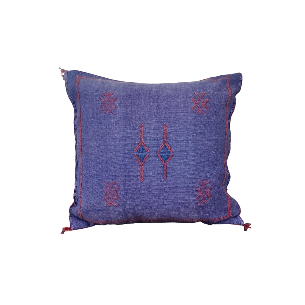 Coussin marocain violet en soie de Cactus | MAZIR Décoration