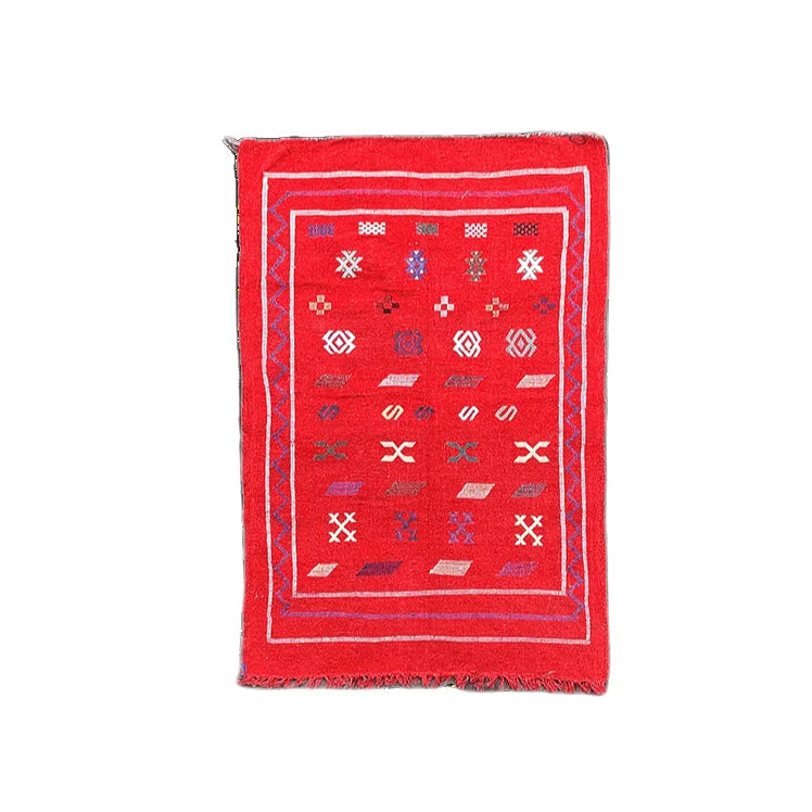 Tapis Marocain Rouge Bohème de chambre | MAZIR