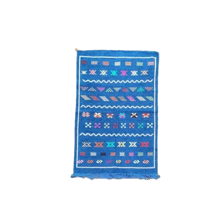 Petit tapis marocain berbère bleu bohème | MAZIR