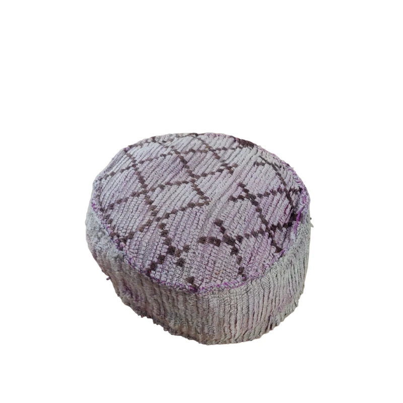 Pouf rond berbère violet style vintage | MAZIR Décoration