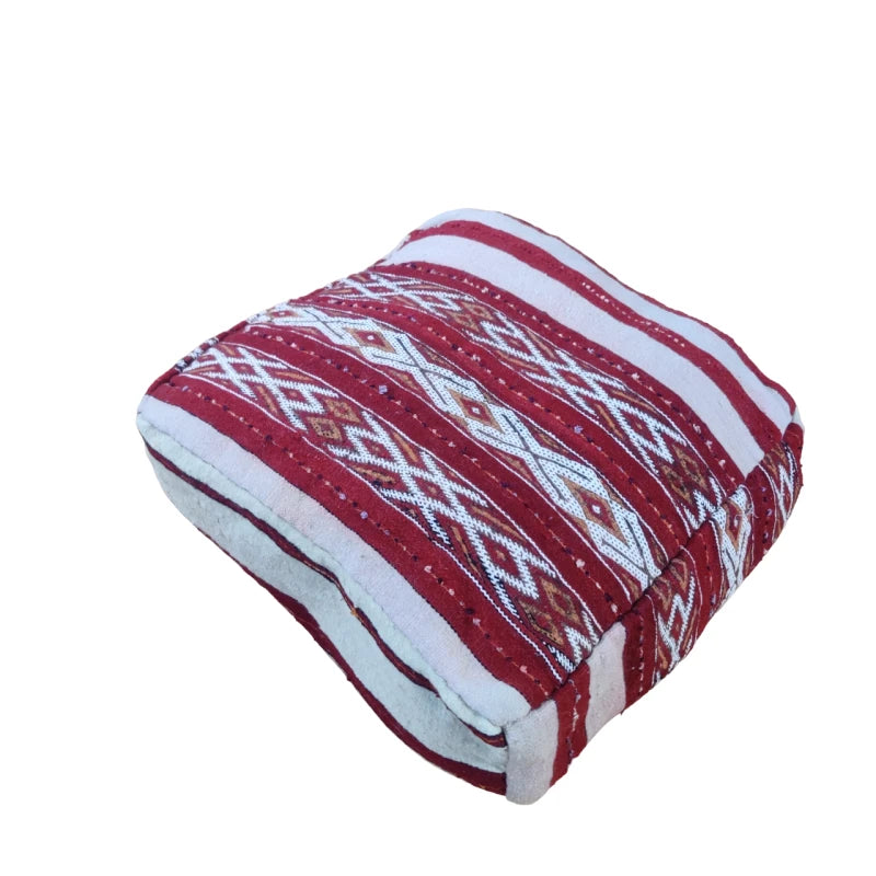 Pouf berbère rouge style Handira | MAZIR Décoration