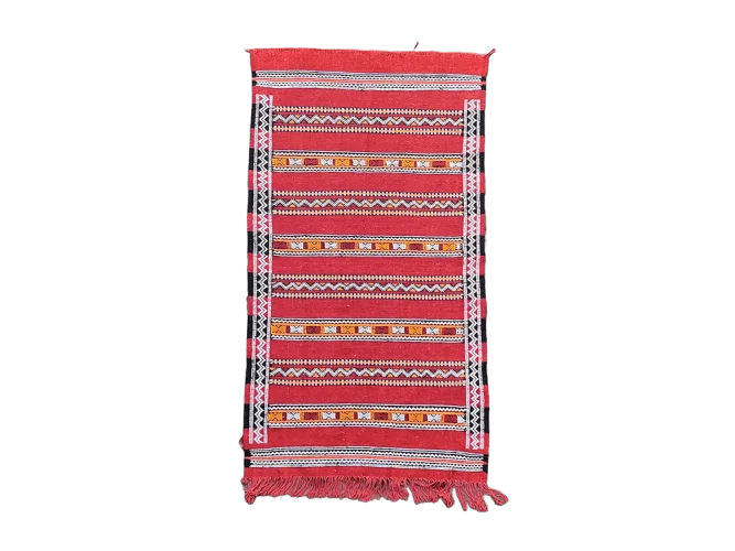 Tapis Kilim Rouge Marocain pour décoration berbère | MAZIR
