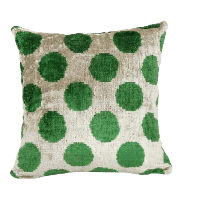 Coussin en velours blanc design cercles verts | MAZIR