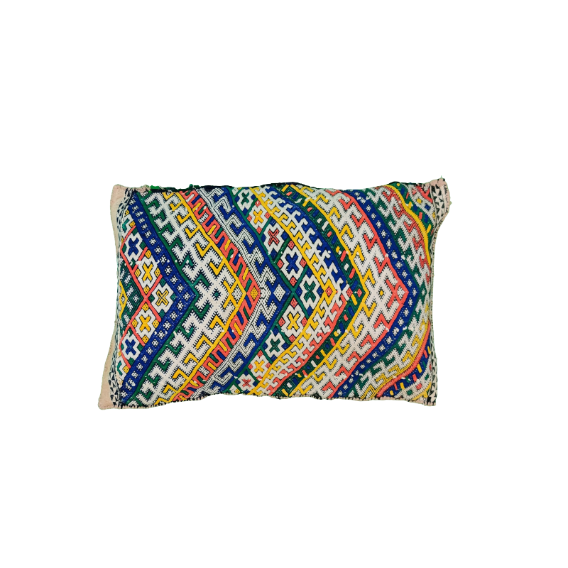 Coussin Kilim Vintage motifs berbères multicolore | MAZIR
